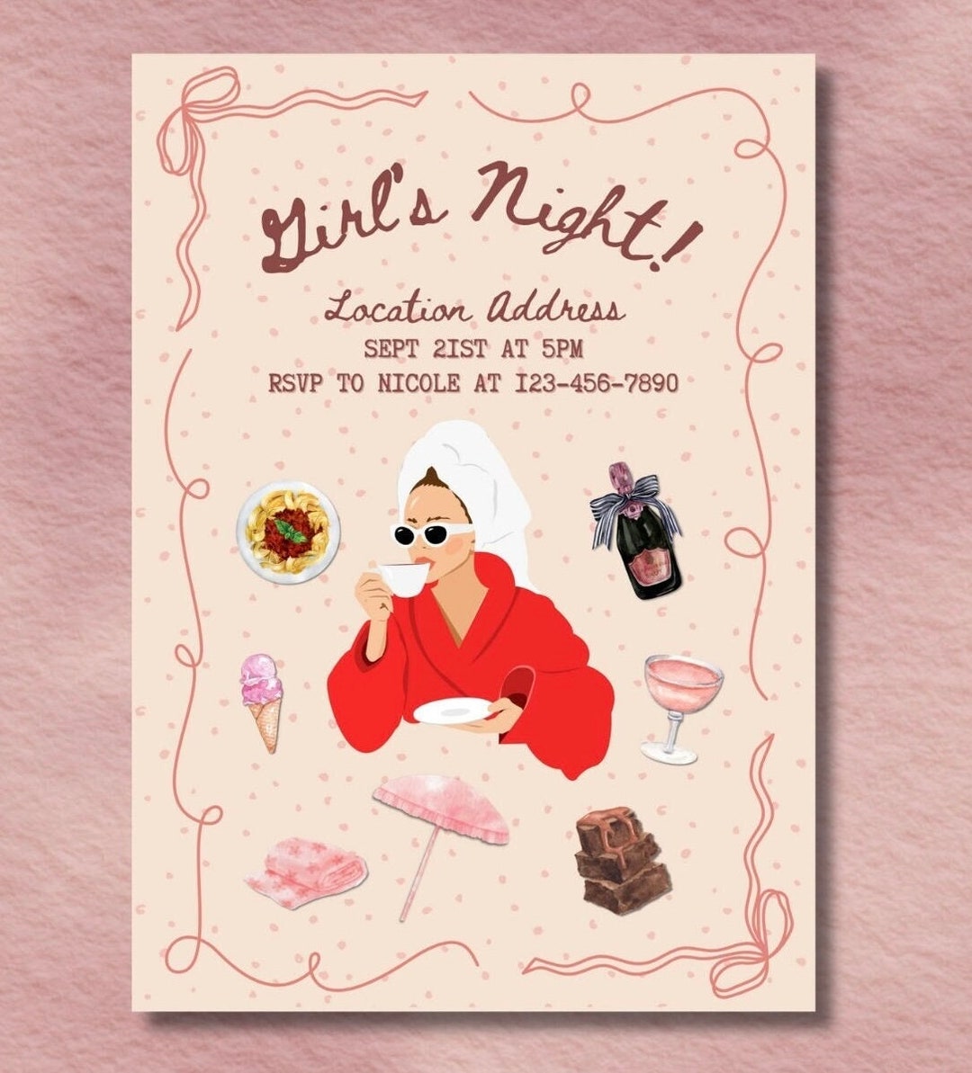 Girl's Spa Night Invitation Template Spill the Tea Girl's Night Girl's ...