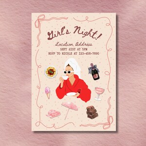 Girl's Spa Night Invitation Template | Pink Watercolor Design (digital ...