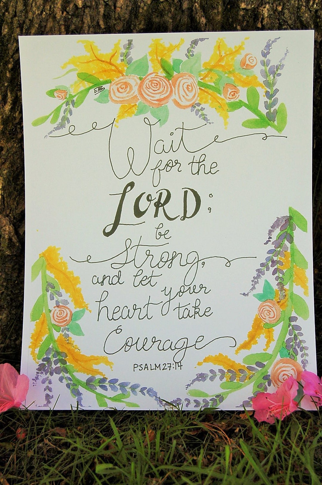 Wait for the Lord Psalm 27:14 Bible Verse Watercolor Print - Etsy