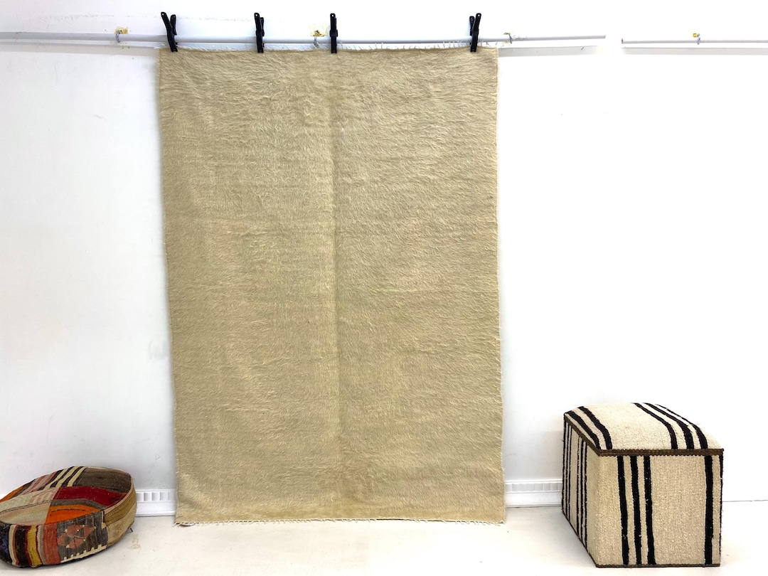 Vintage Mohair Wool Tulu Rug, Cream Beige Shag, 4x6 Ft - Etsy