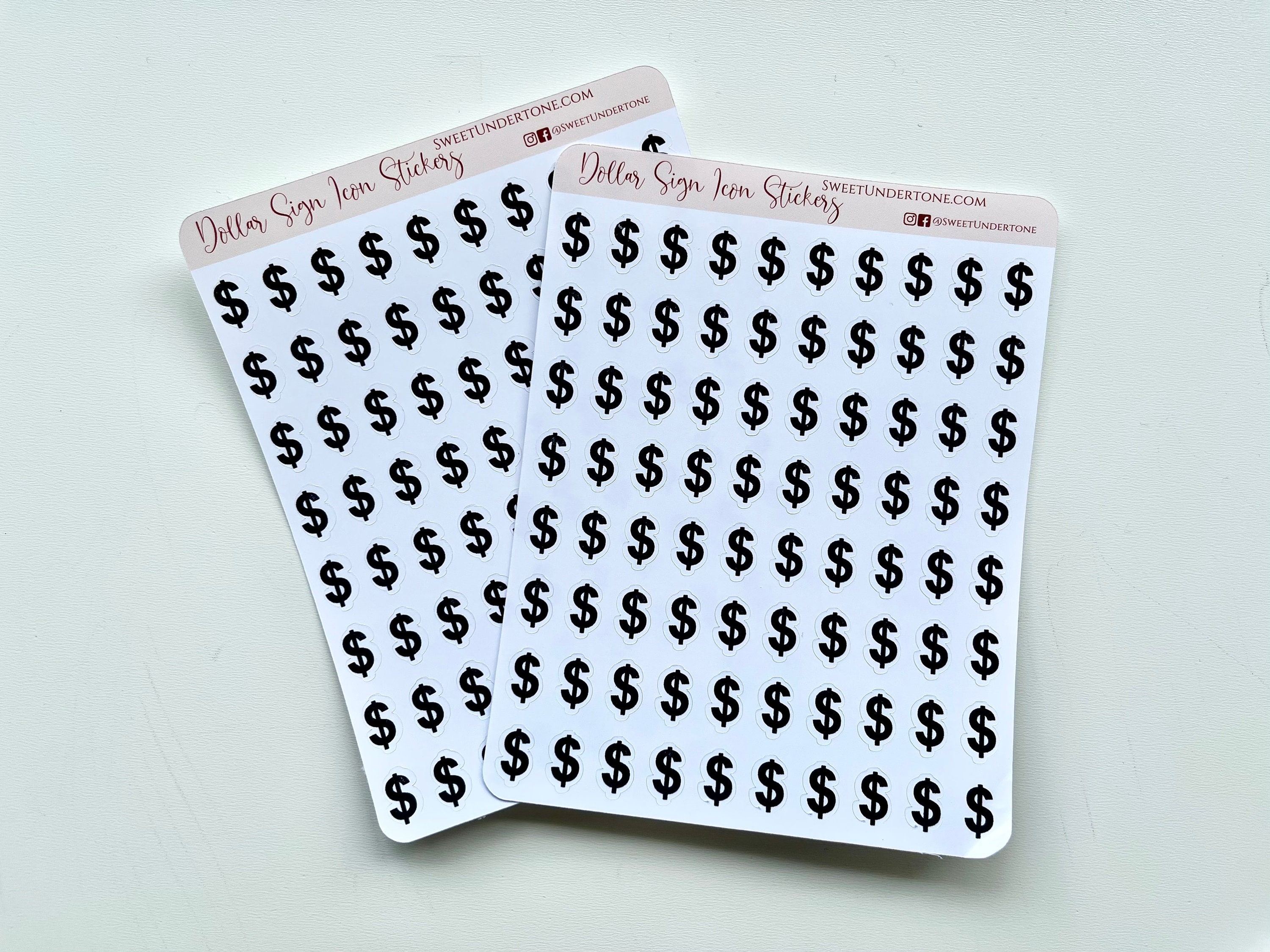 Dollar Sign black Icon Stickers // Planner Stickers // - Etsy