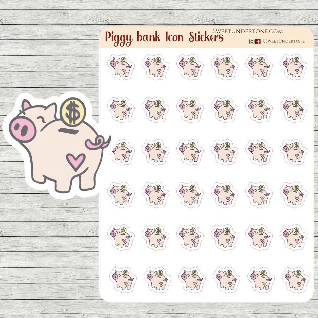 Piggy Bank Icon Stickers // Planner Stickers // Functional Planner ...