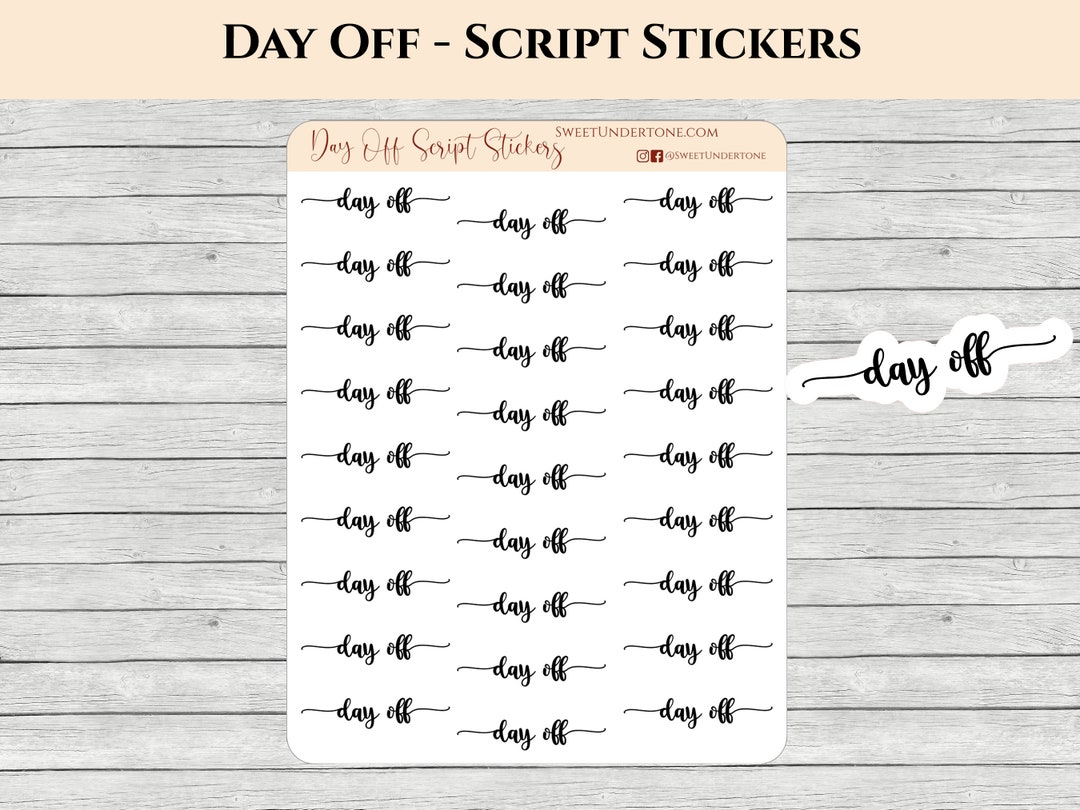 Day off Script Stickers // Planner Stickers // Functional Planner ...