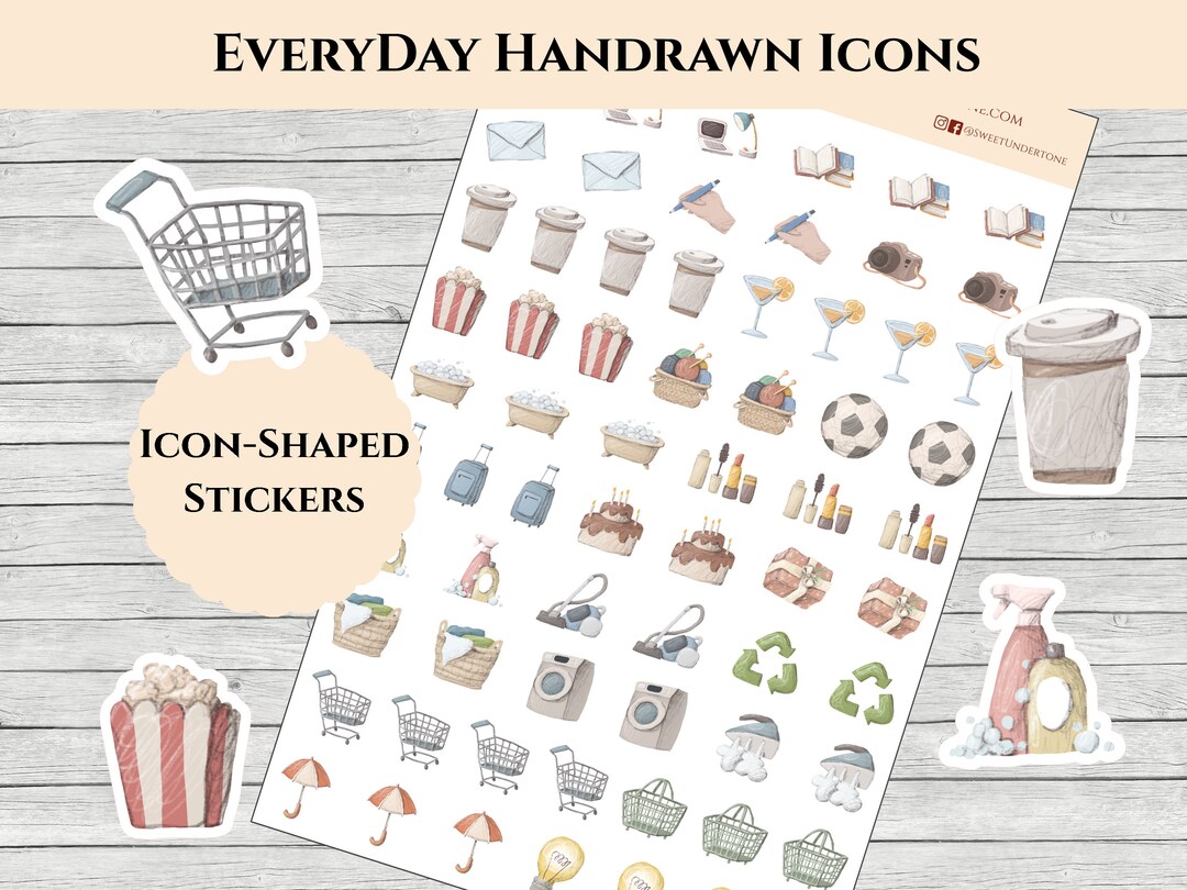 Everyday Handrawn Icons // Planner Stickers // Functional Planner ...