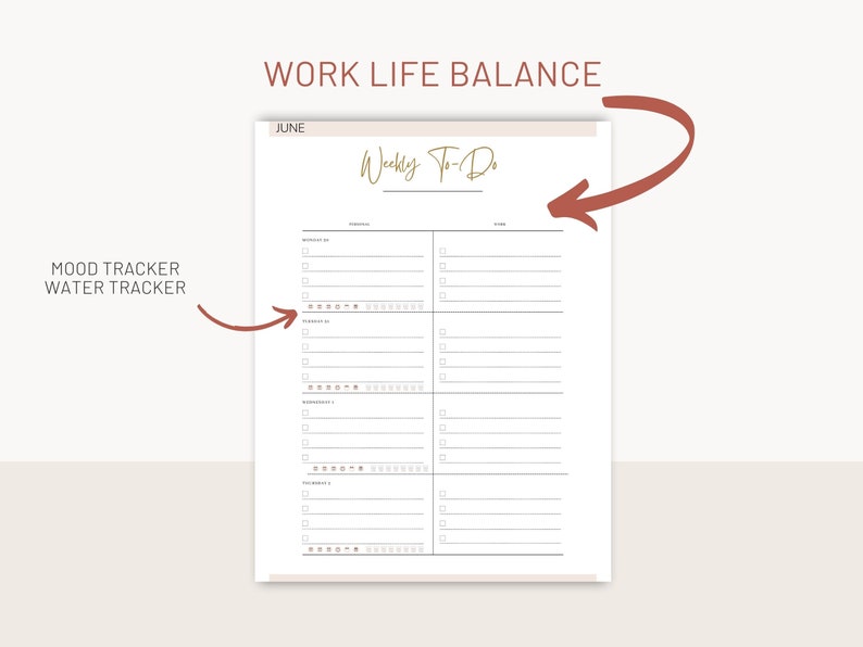 Work life Balance Planner Printable Dated Planner 2022 2023 Etsy