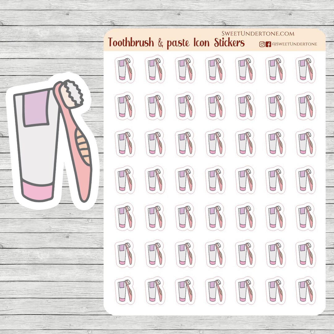 Toothbrush & Paste Icon Stickers // Planner Stickers // Functional ...