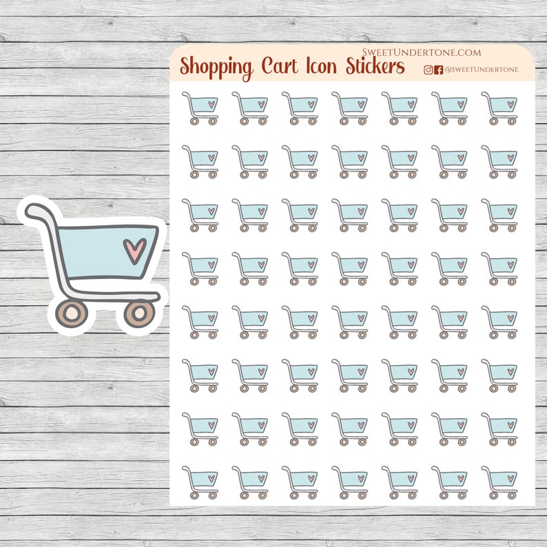 Shopping Cart Icon Stickers // Planner Stickers // Functional Planner ...