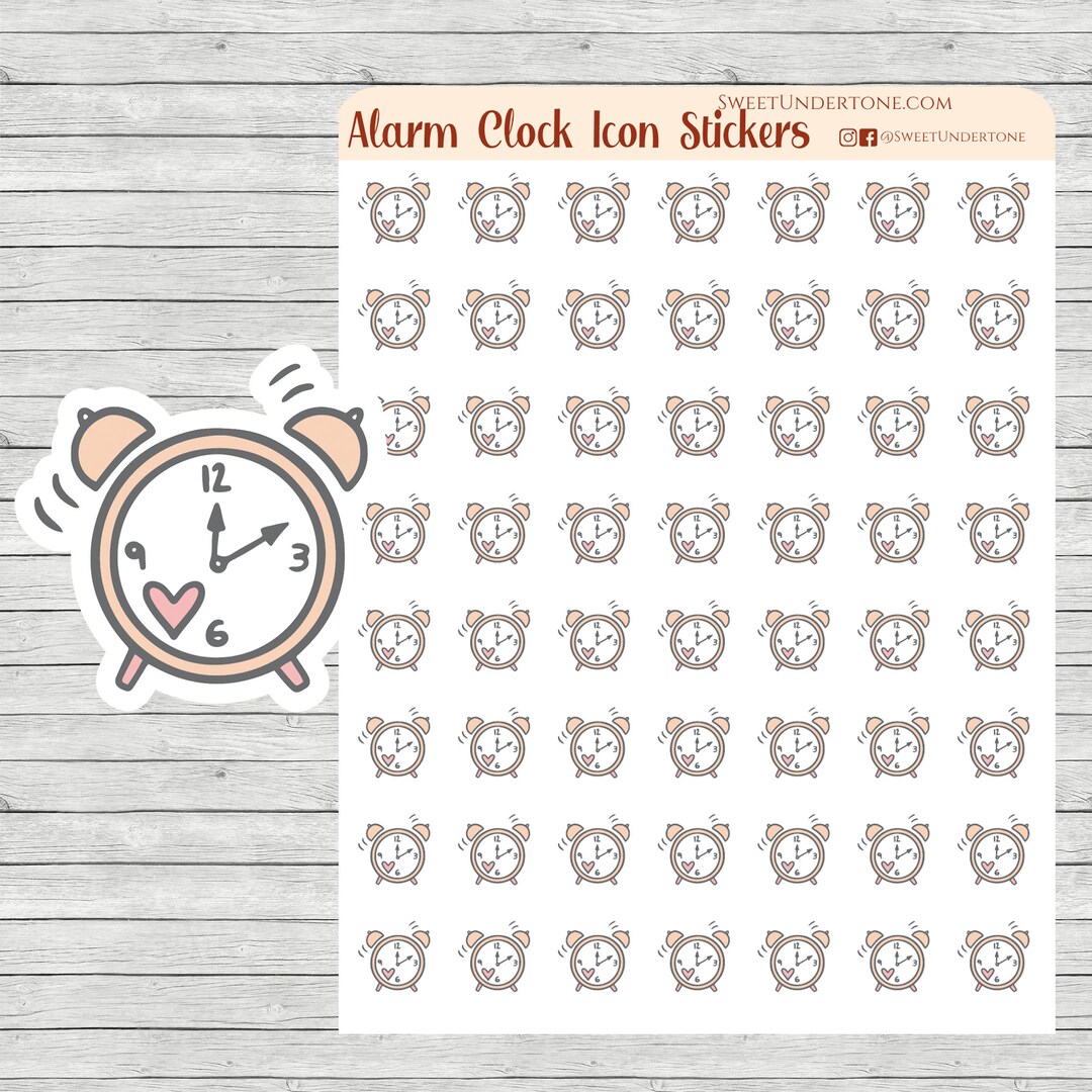 Alarm Clock Icon Stickers // Planner Stickers // Functional Planner ...