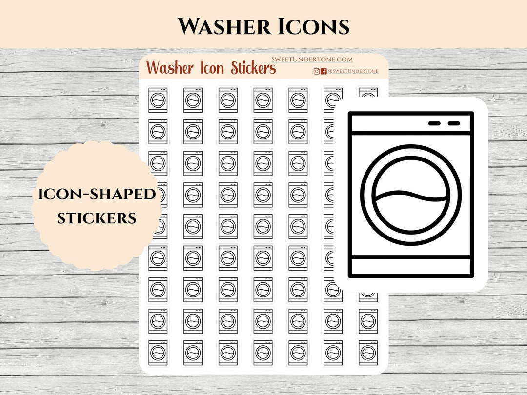 Minimal Washer Icon Stickers // Planner Stickers // Functional Planner ...