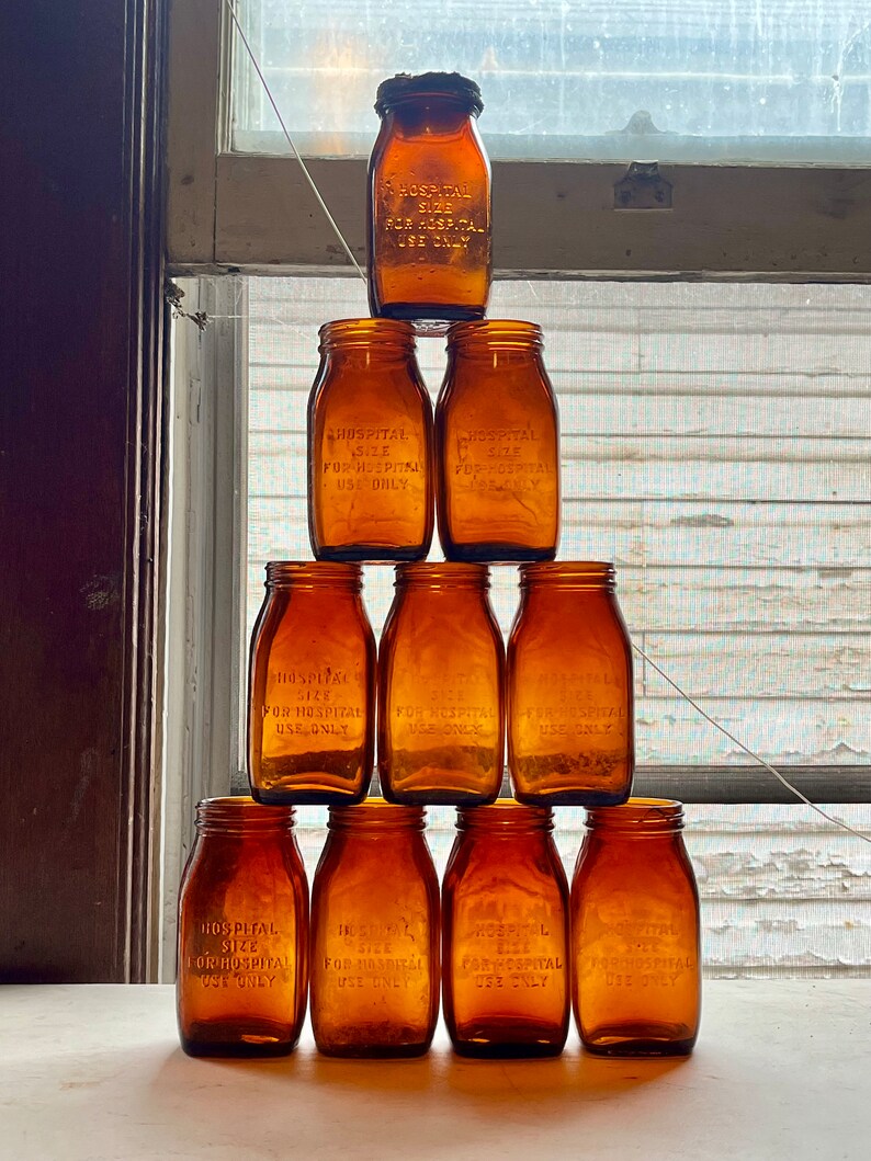 Antique Amber Hospital Bottle - Etsy