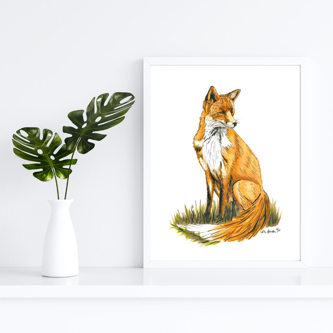 Fox Drawing Print 5x7 & 8x10 Alcohol Marker - Etsy