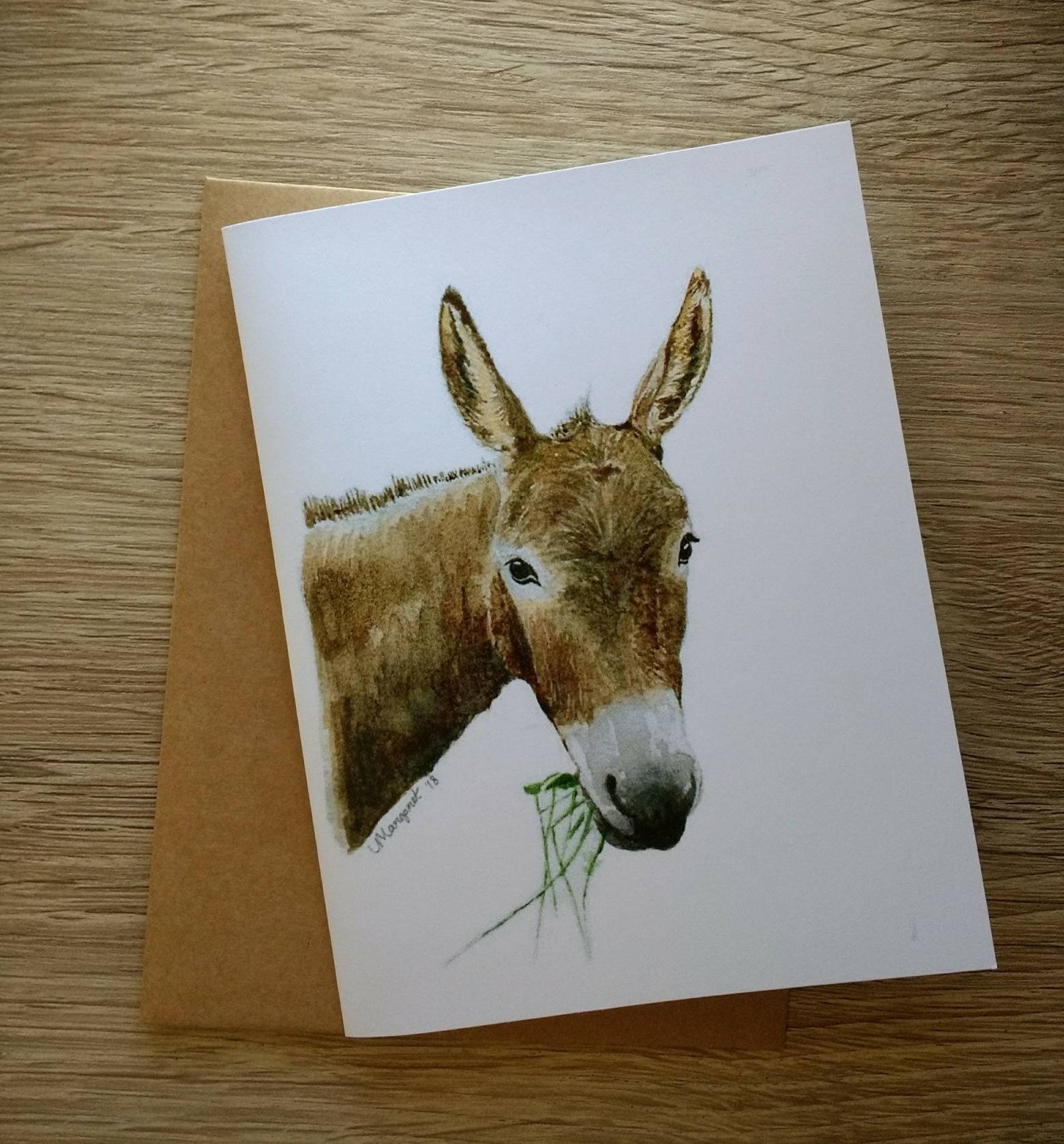 Donkey Greeting Card Note Card Watercolor - Etsy