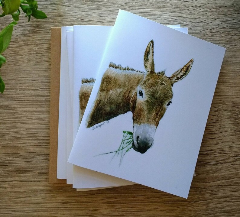 Donkey Greeting Card Note Card Watercolor - Etsy