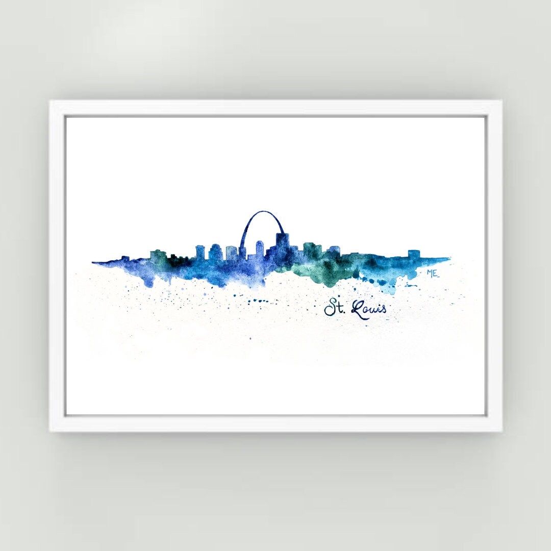 St. Louis Skyline Watercolor Painting Print 5x7 & 8x10 - Etsy