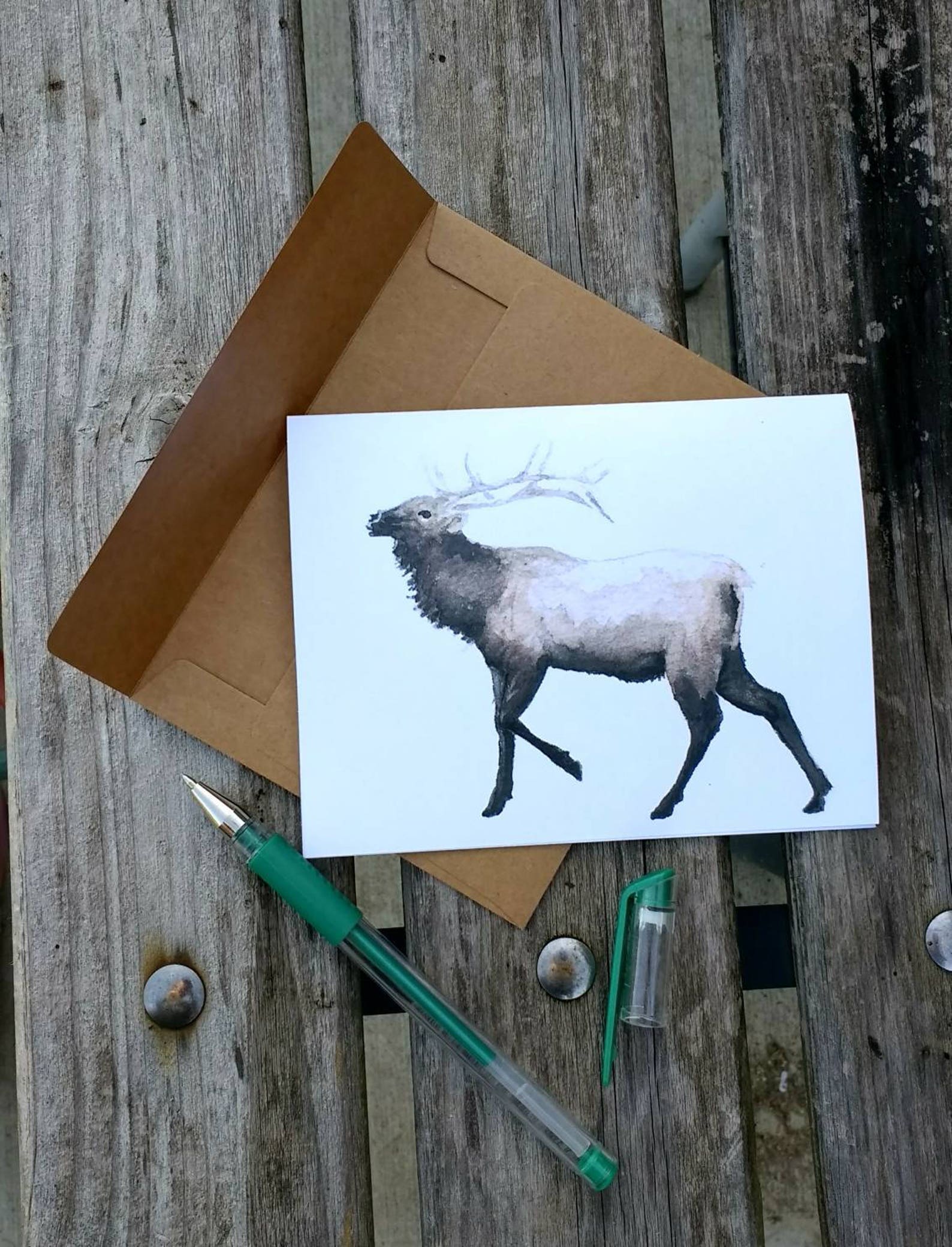 Elk 5 Piece American Woodland Greeting Card/note Card Set - Etsy