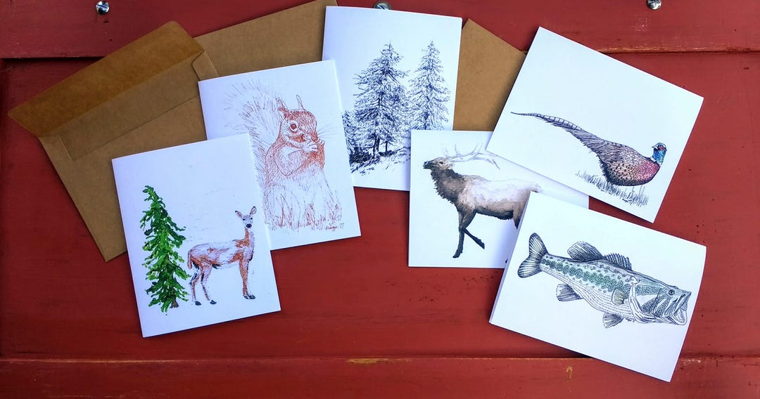 American Woodland Greeting Card Collection: 6 Piece Set - Etsy
