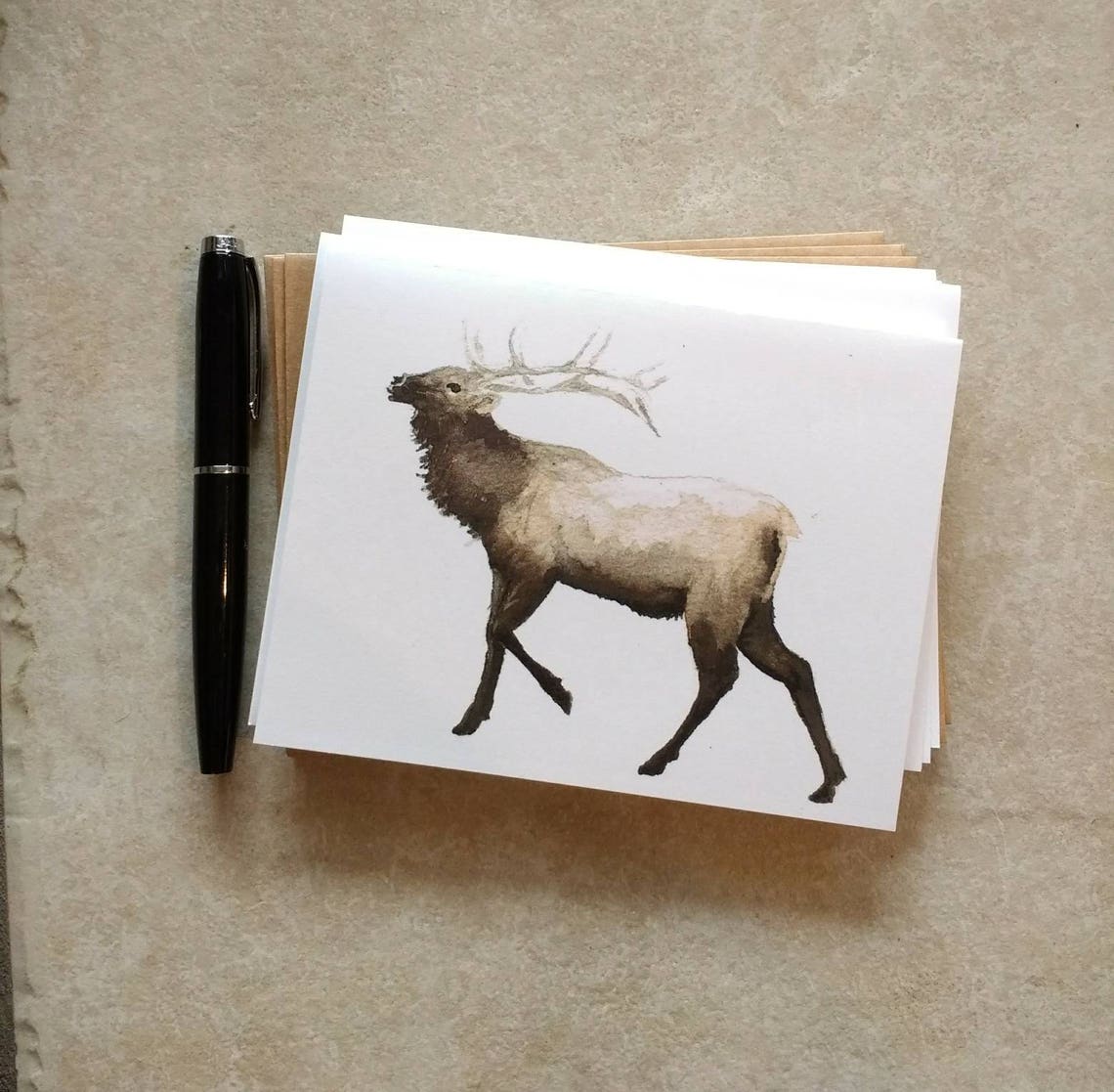 Elk 5 Piece American Woodland Greeting Card/note Card Set - Etsy