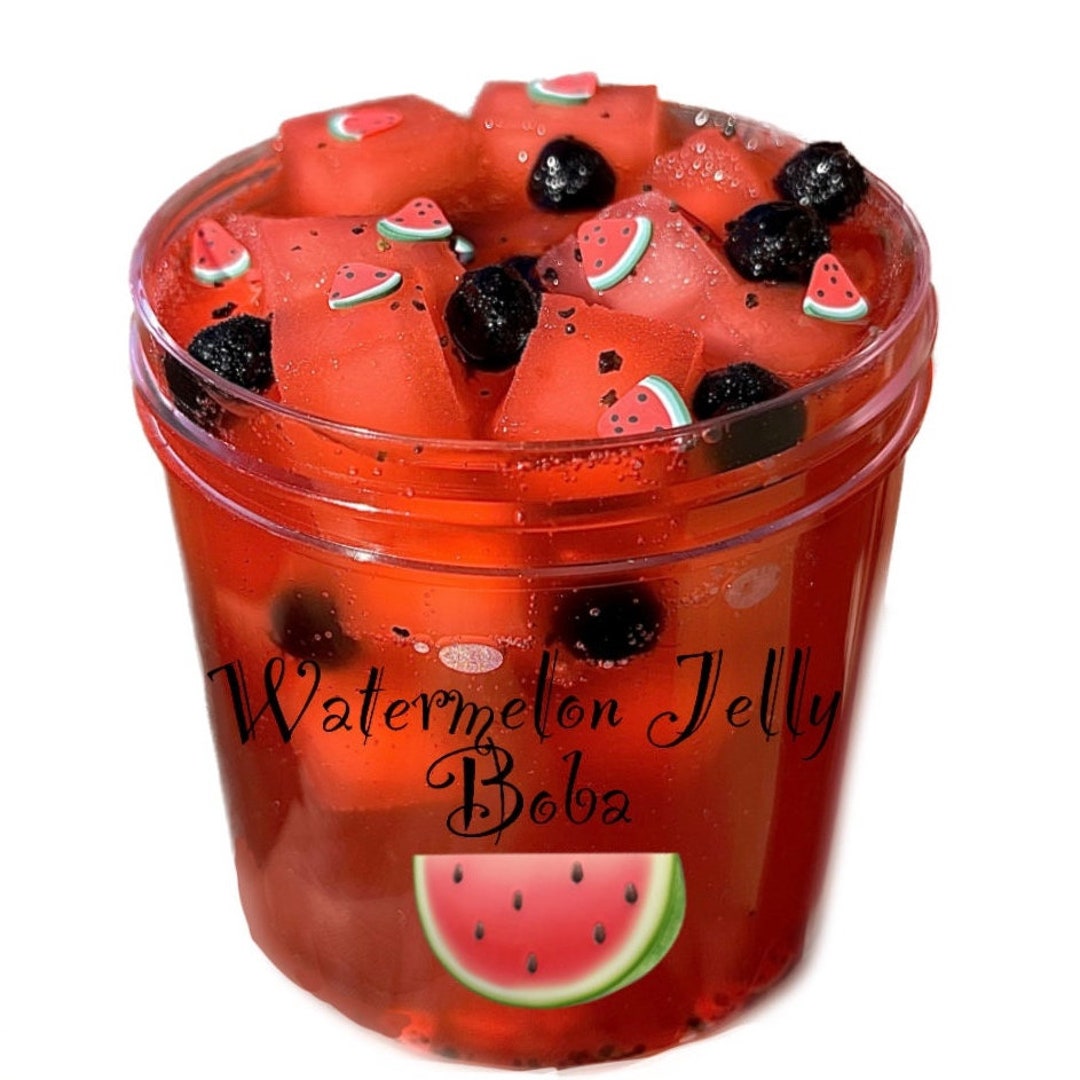Watermelon Jelly Boba, Slime, Clear Slime, Sensory Toy, Butter Slime ...