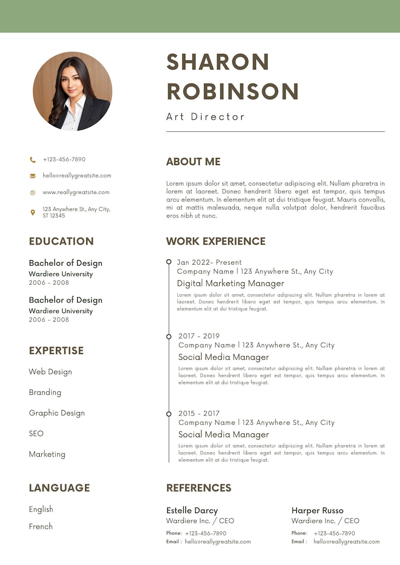 Minimalist Modern Professional CV Resume - Etsy