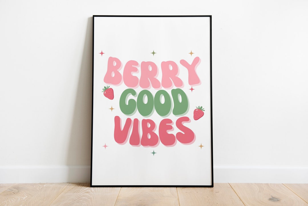 Berry Good Vibes Retro Digital Print Poster - Etsy