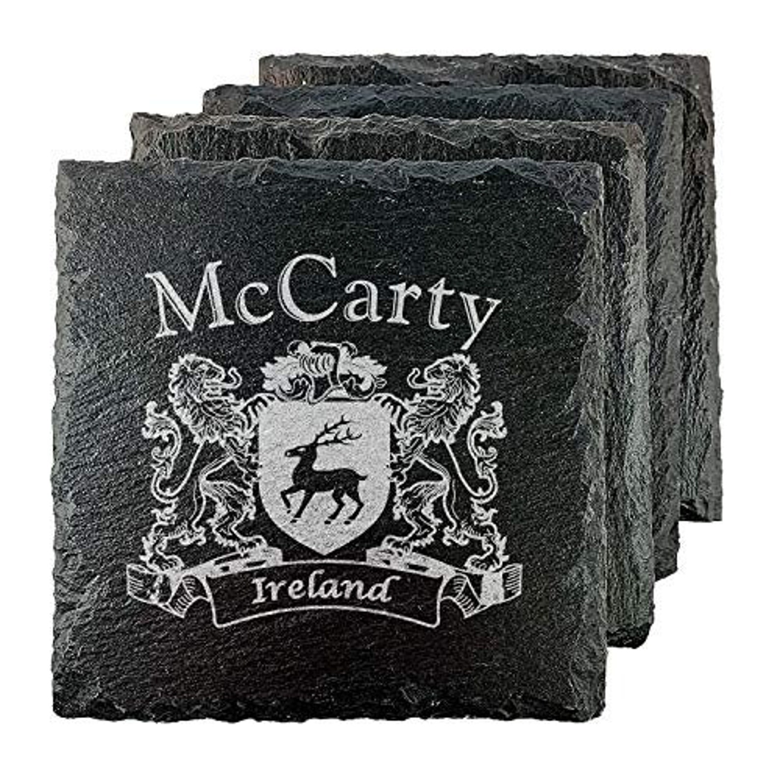 Mccarty Irish Coat of Arms Slate Coasters Set of 4 - Etsy