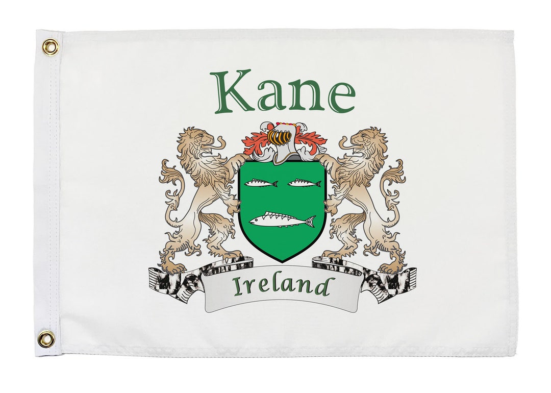 Kane Irish Coat of Arms Small White Flag - 12"x18" Inches - Etsy