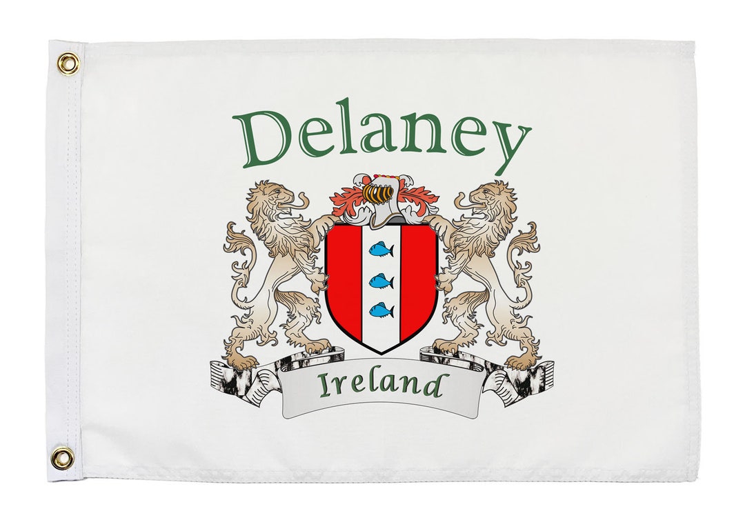 Delaney Irish Coat of Arms Small White Flag 16x10.5 Inches - Etsy