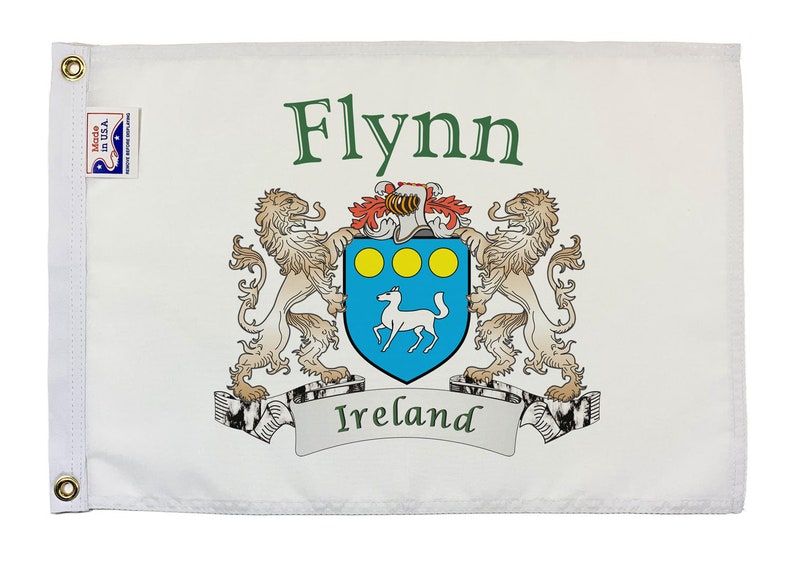 Flynn Irish Coat of Arms Small White Flag 12x18 | Etsy
