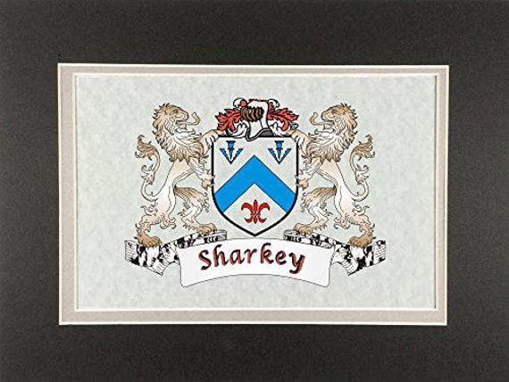 Sharkey Irish Coat of Arms Print Frameable 9 x | Etsy
