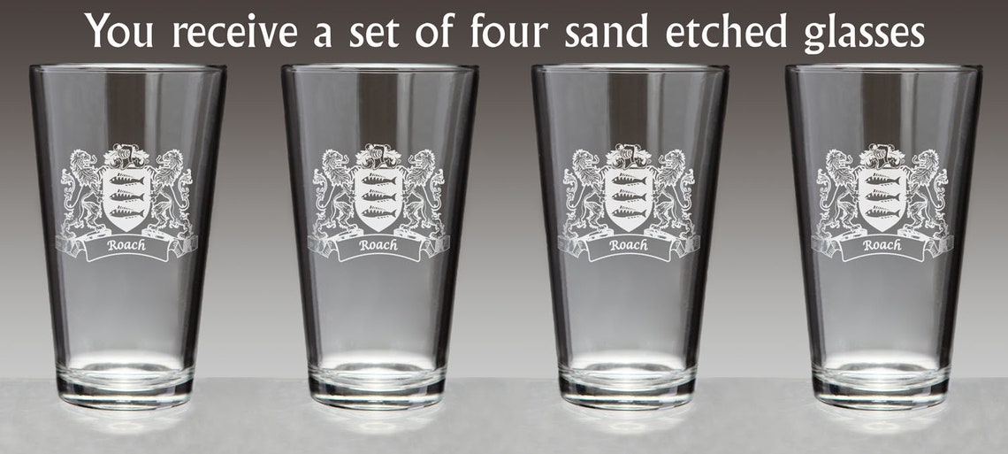 Roach Irish Coat of Arms Lions Pint Glasses (sand Etched) - Etsy