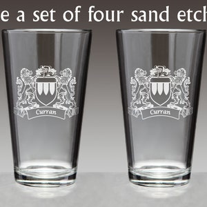 Curran Irish Coat of Arms Lions Pint Glasses sand Etched - Etsy