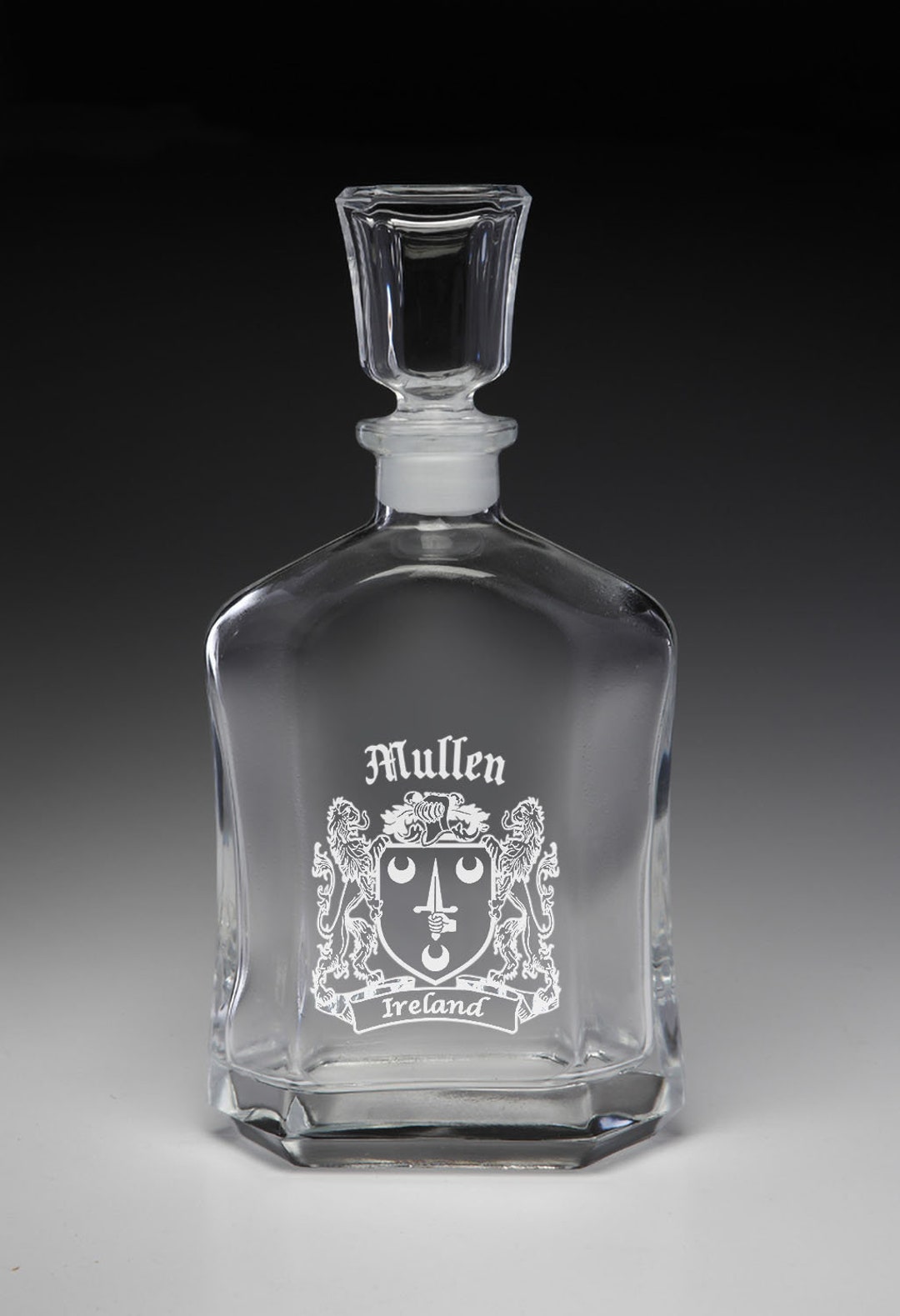 Mullen Irish Coat of Arms Whiskey Decanter (sand Etched) - Etsy