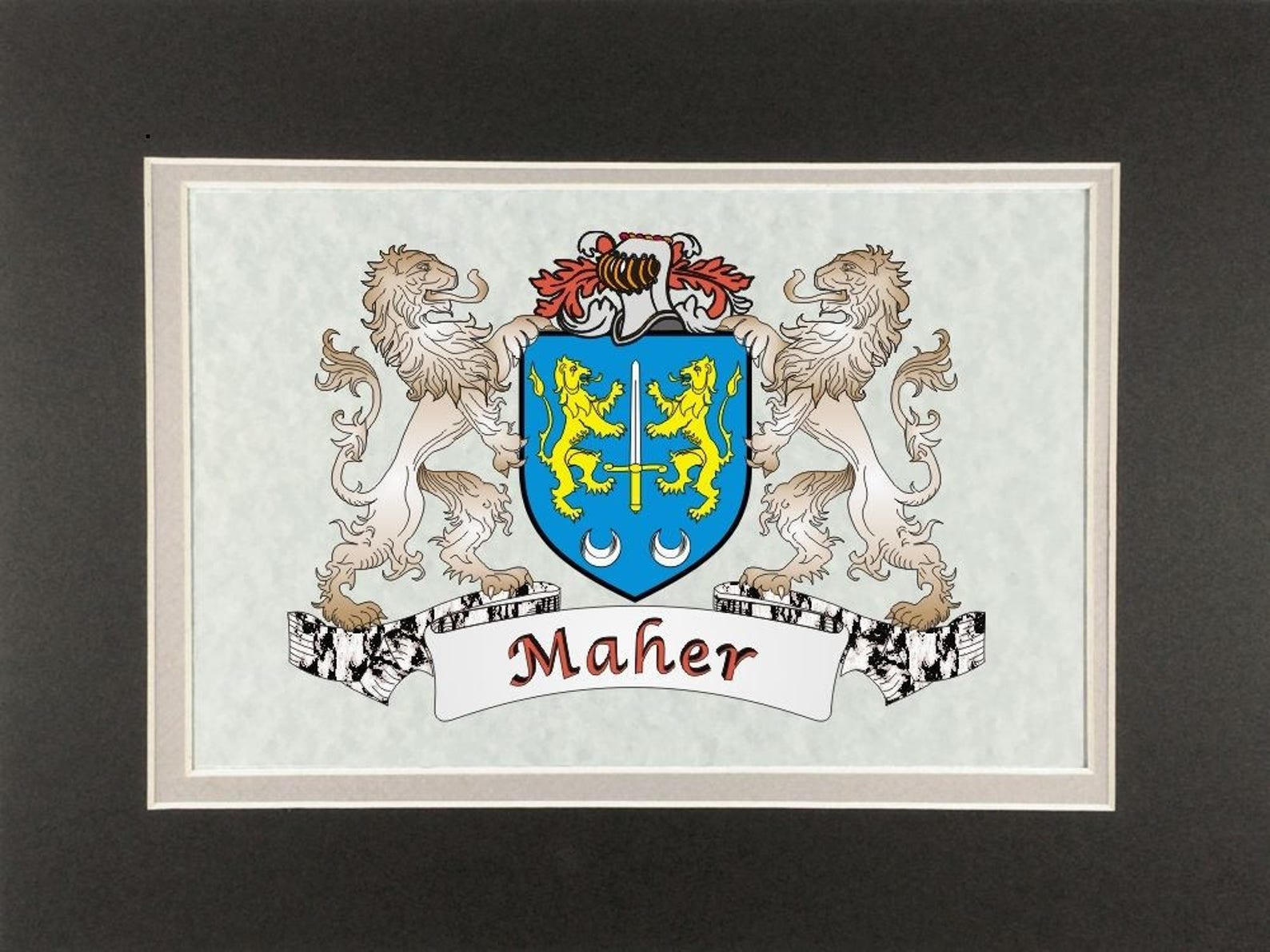 Maher Irish Coat of Arms Print Frameable 9 X 12 - Etsy