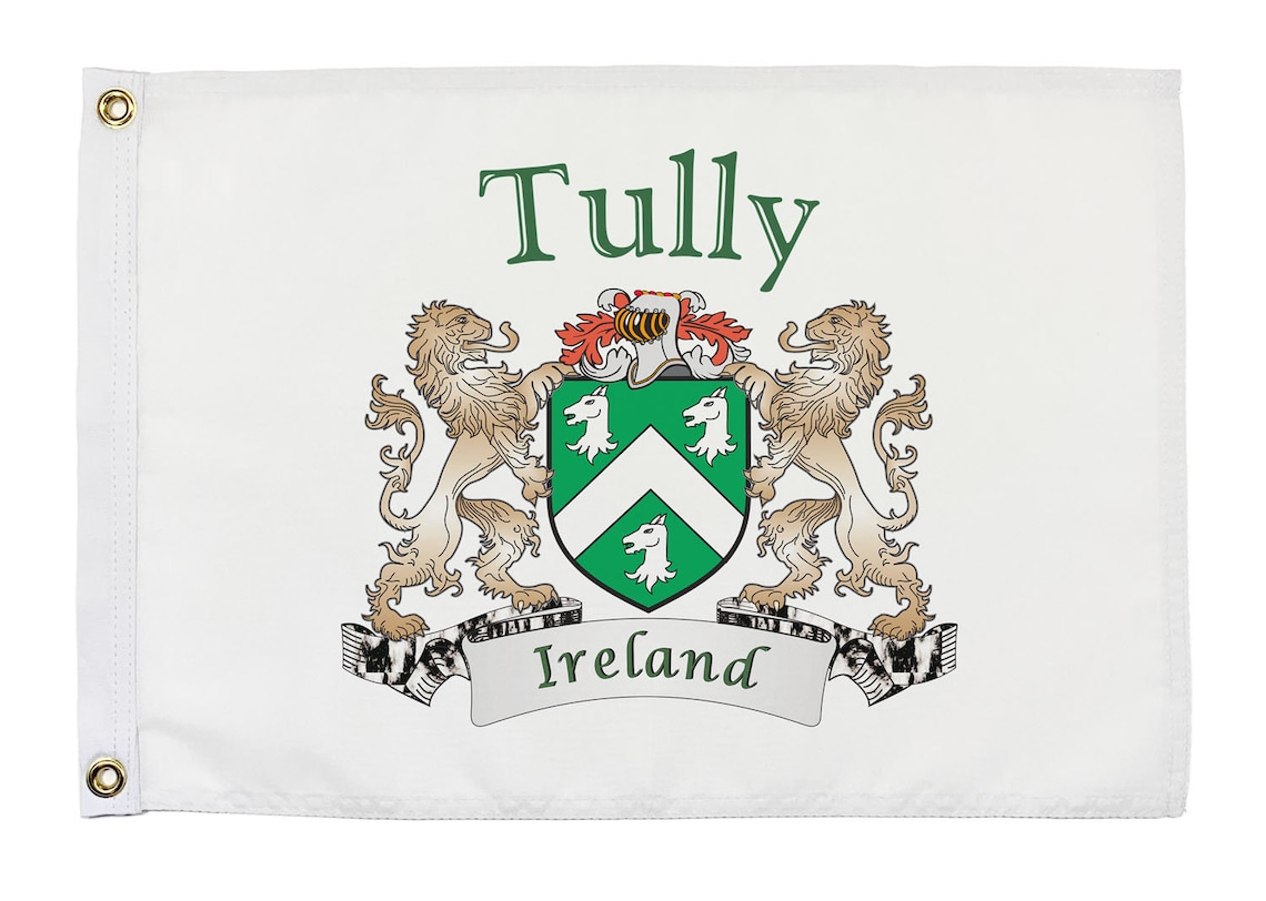 Tully Irish Coat of Arms Small White Flag 12x18 | Etsy
