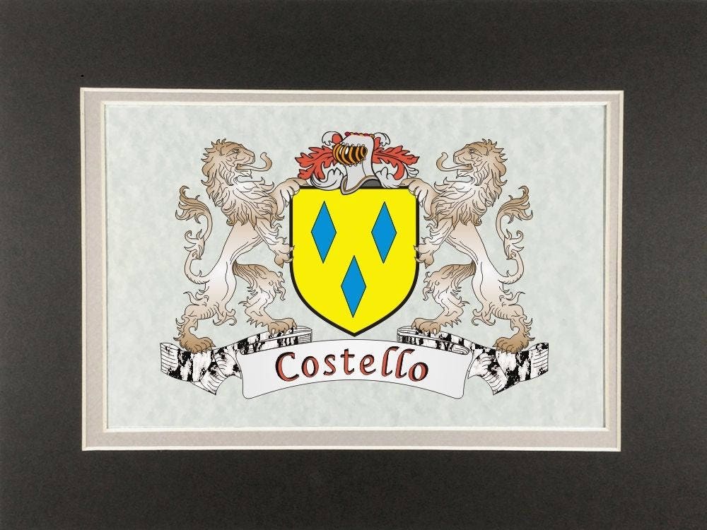 Costello Irish Coat of Arms Print Frameable 9 x | Etsy