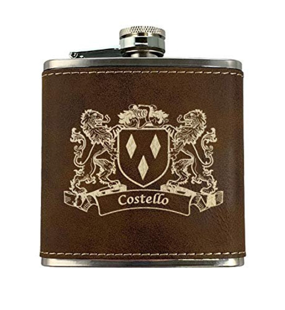 Costello Irish Coat of Arms Leather Flask Rustic Brown - Etsy