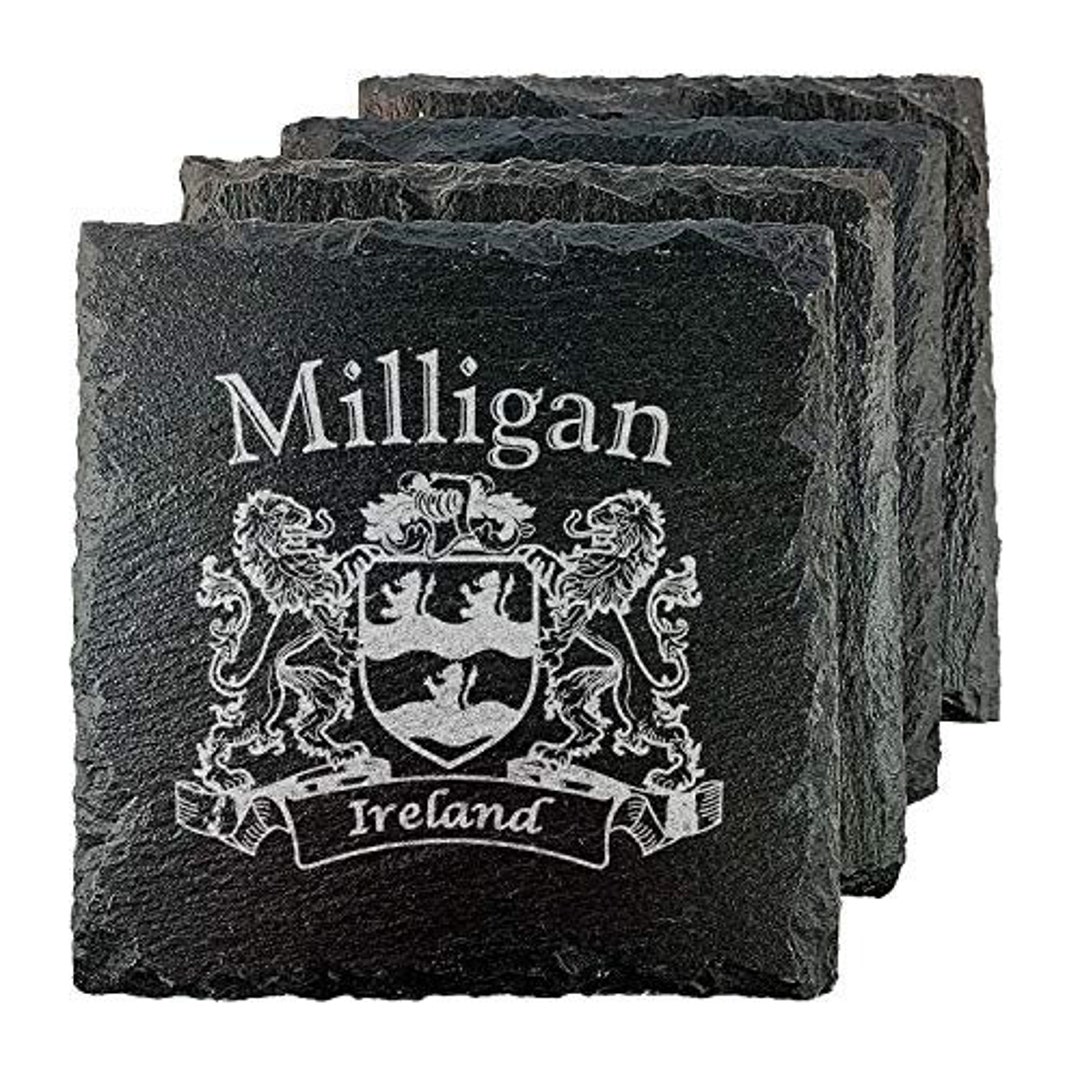 Milligan Irish Coat of Arms Slate Coasters - Set of 4 - Etsy