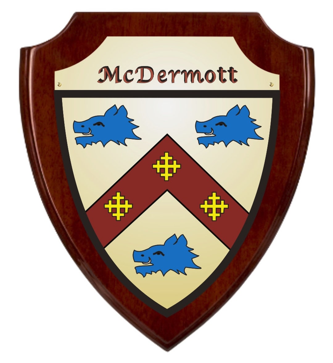 Mcdermott Irish Coat of Arms Shield Plaque Rosewood Finish - Etsy