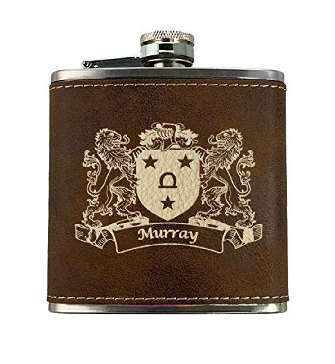 Murray Irish Coat of Arms Leather Flask - Rustic Brown - Etsy