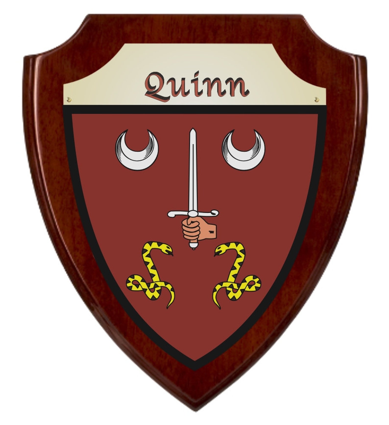 Quinn Irish Coat of Arms Shield Plaque Rosewood Finish - Etsy