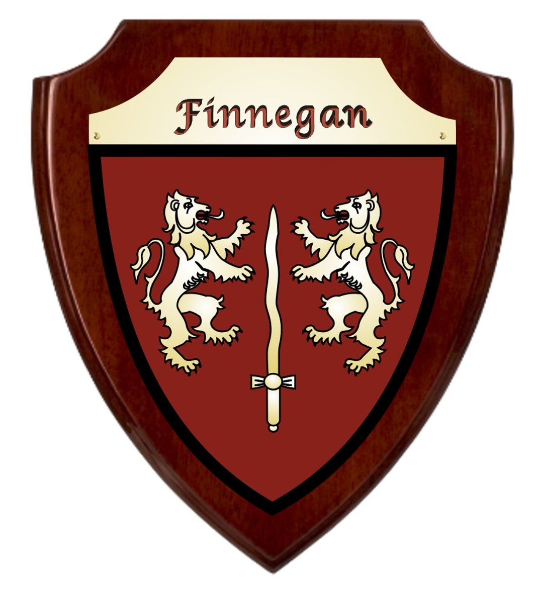 Finnegan Irish Coat of Arms Shield Plaque Rosewood Finish - Etsy