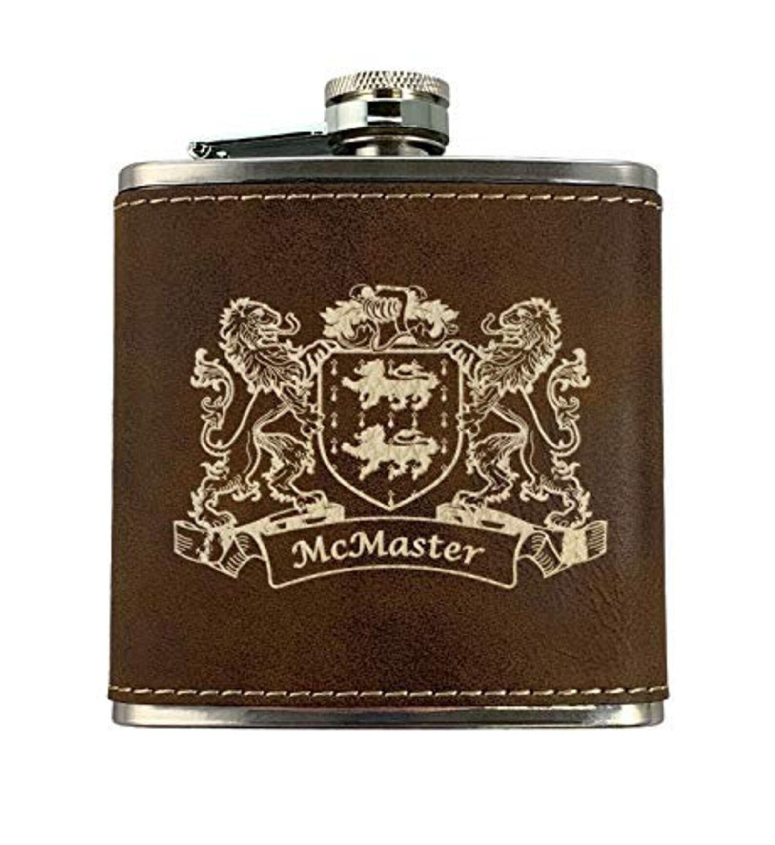 Mcmaster Irish Coat of Arms Leather Flask Rustic Brown - Etsy