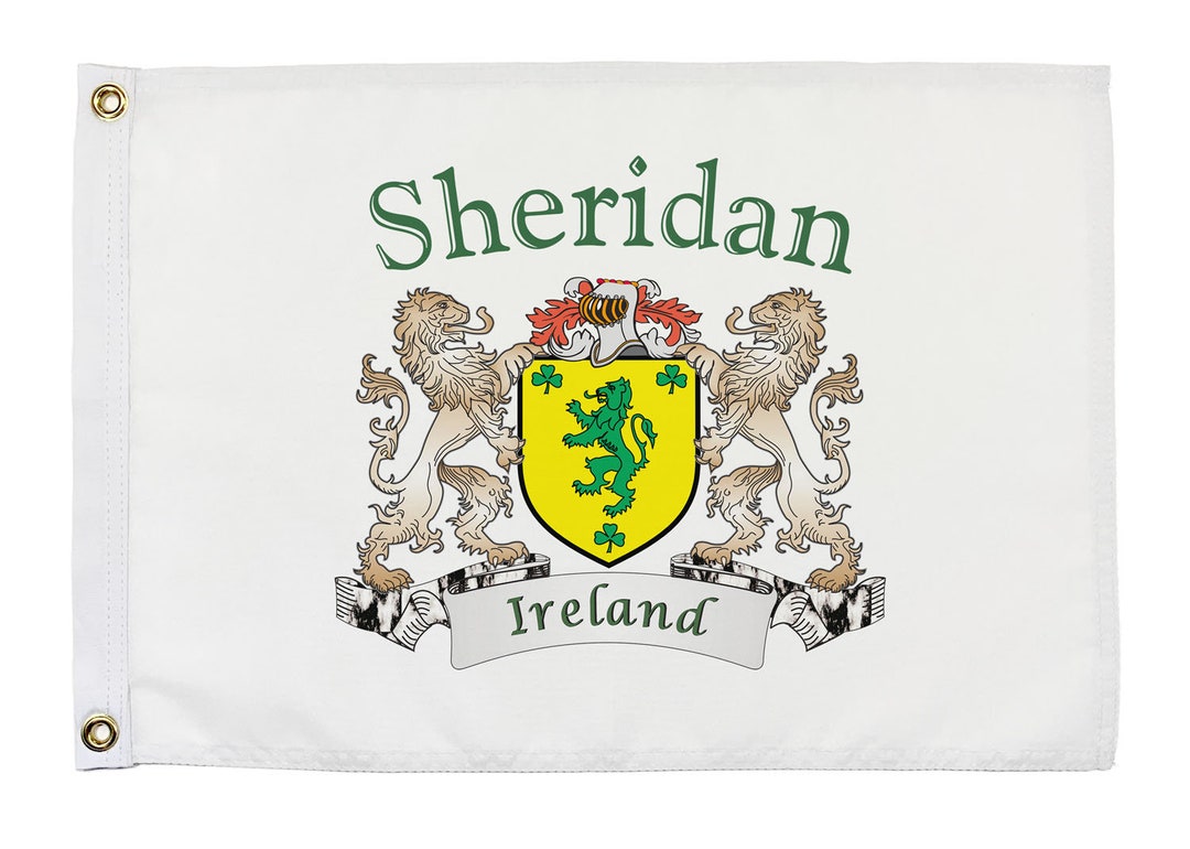 Sheridan Irish Coat of Arms Small White Flag - 16"x10.5" Inches - Etsy