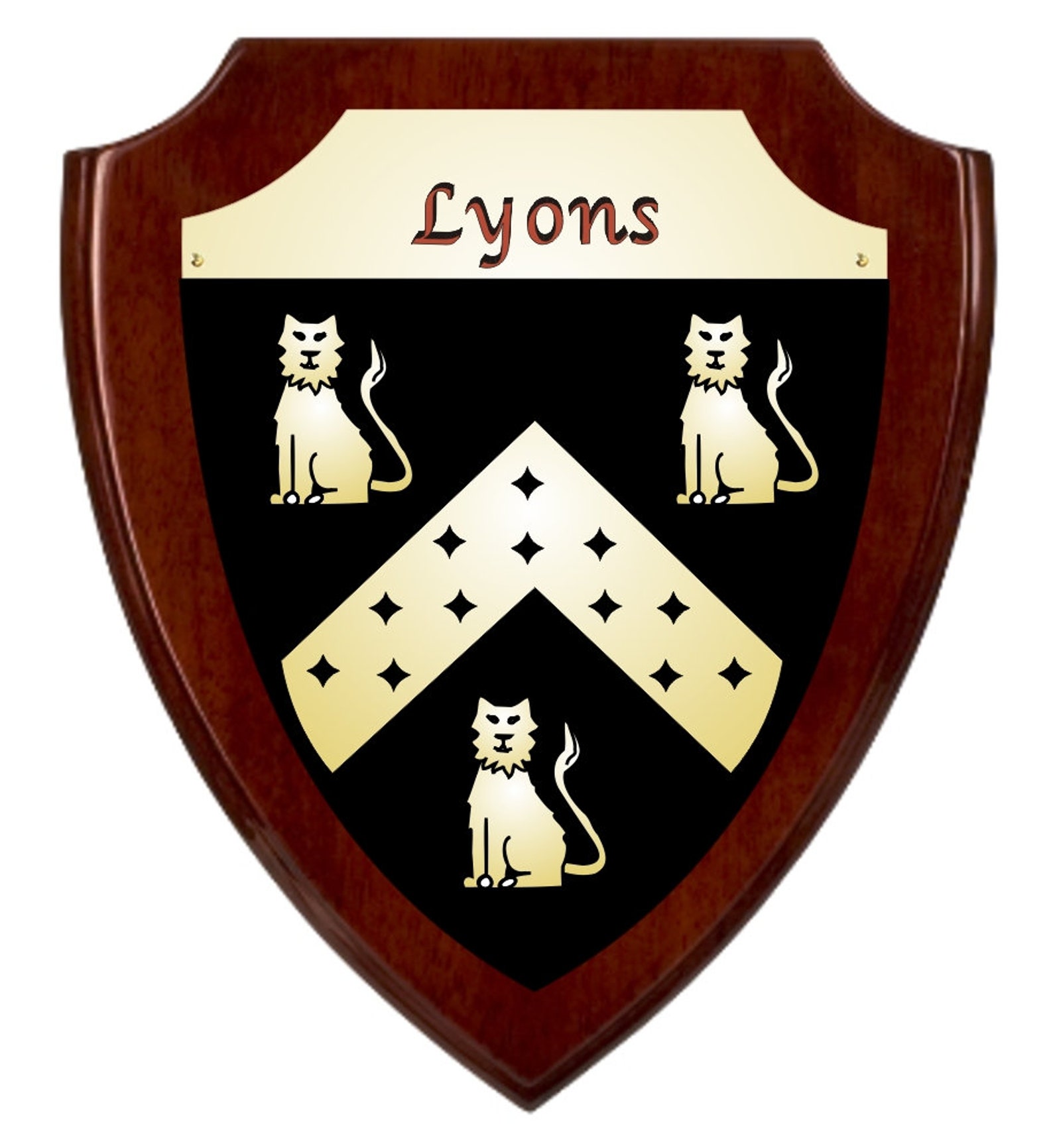 Lyons Irish Coat of Arms Shield Plaque Rosewood Finish - Etsy