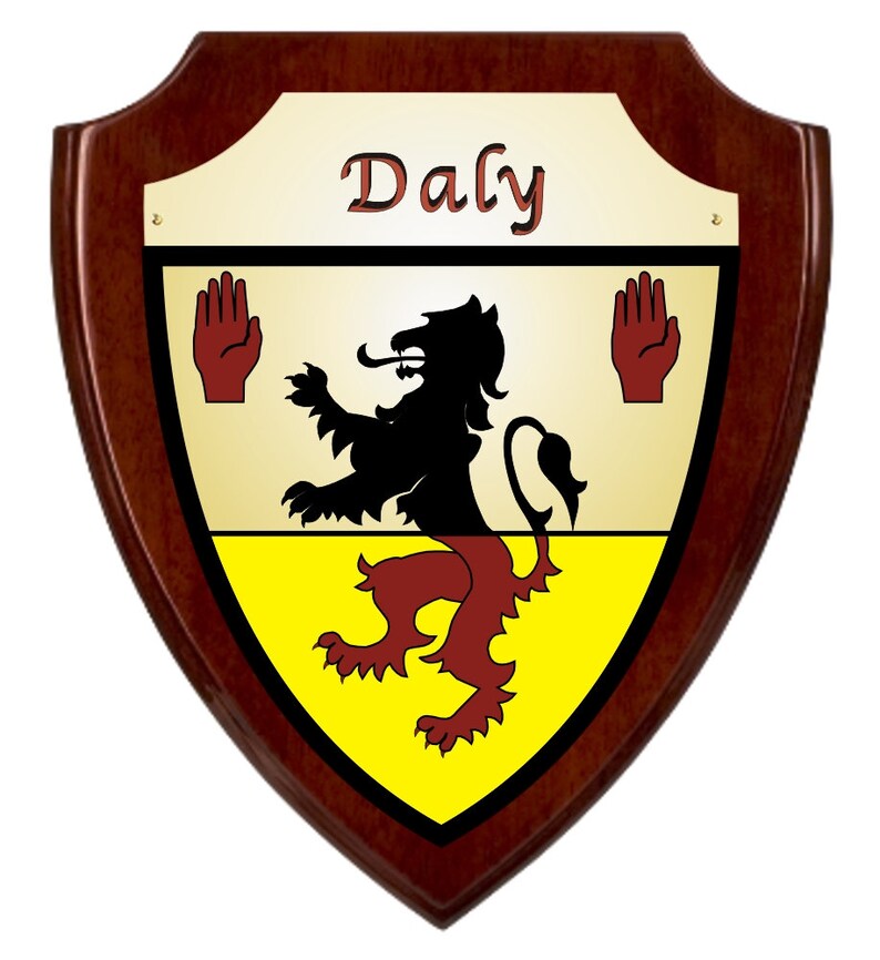 Daly Irish Coat of Arms Shield Plaque Rosewood Finish | Etsy Daly Irish Coat of Arms Shield Plaque Rosewood Finish | Etsy