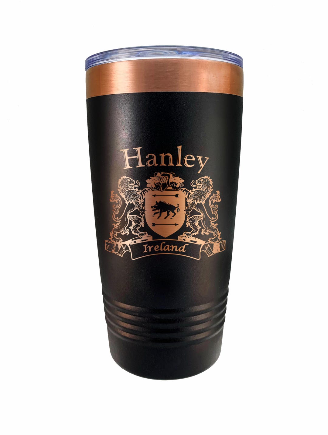 Hanley Irish Coat of Arms Black Travel Mug - Etsy