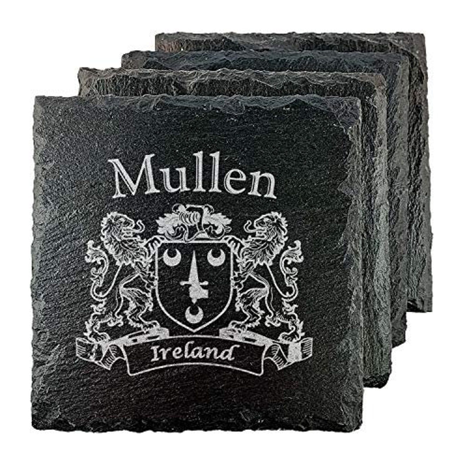 Mullen Irish Coat of Arms Slate Coasters Set of 4 | Etsy