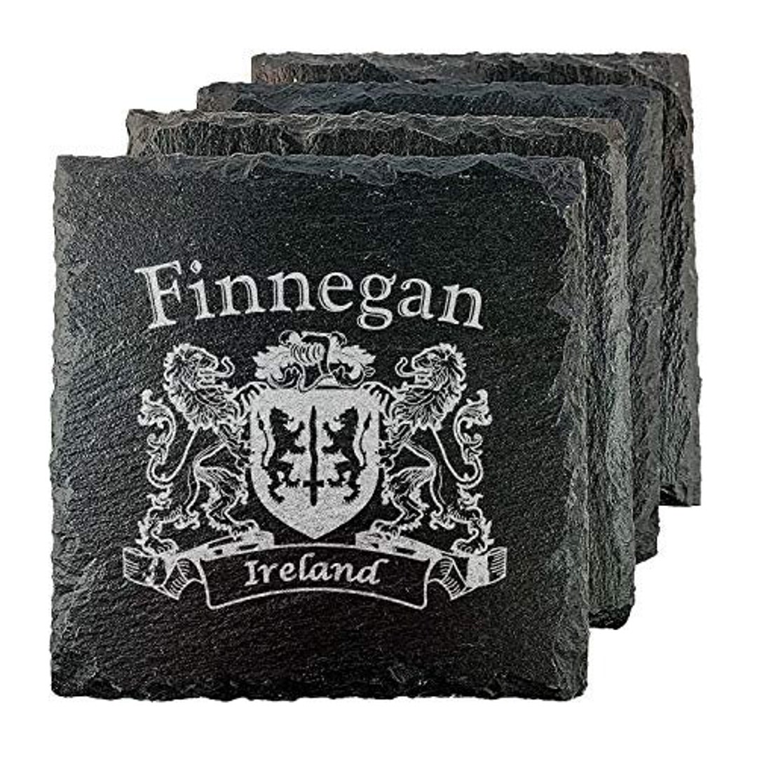 Finnegan Irish Coat of Arms Slate Coasters Set of 4 - Etsy