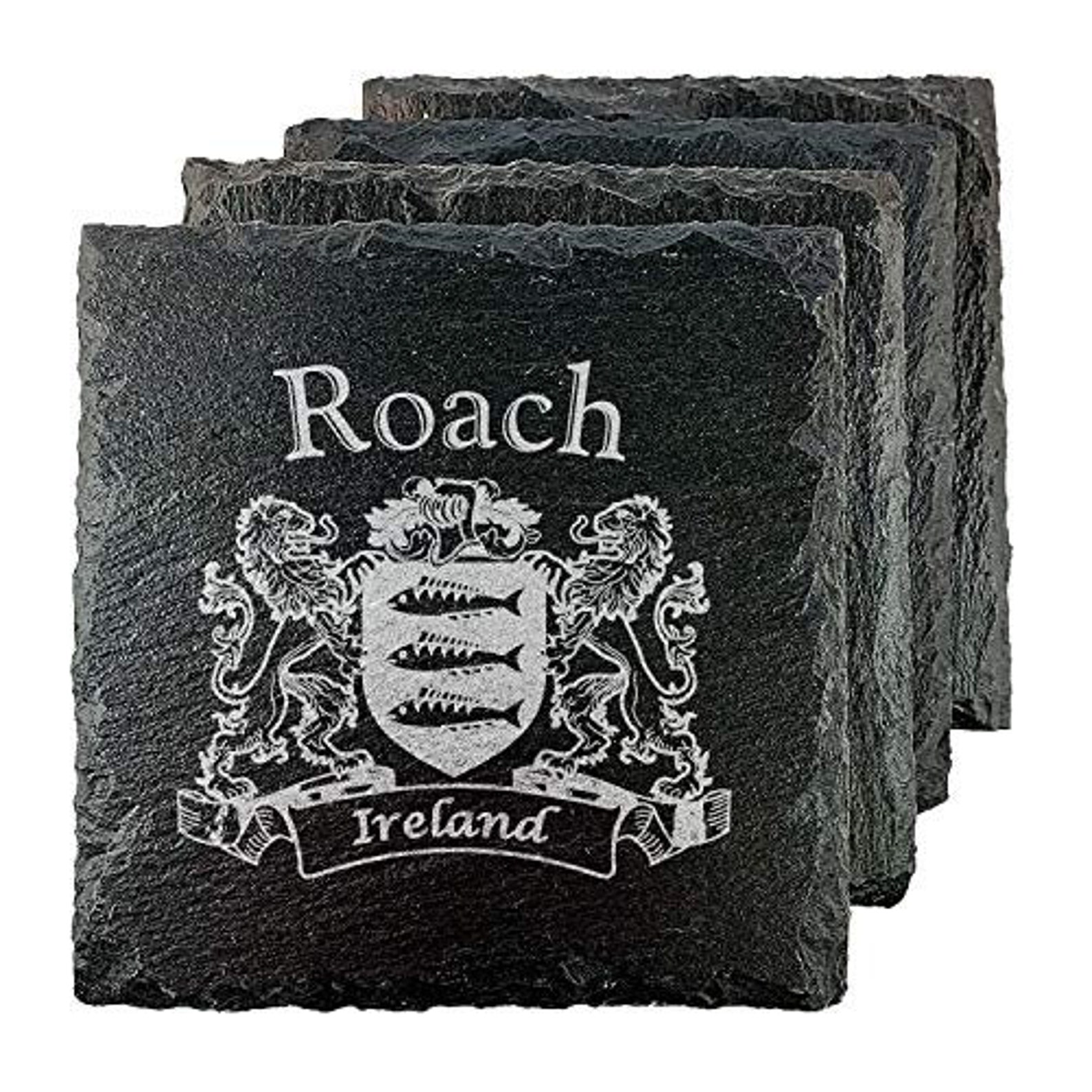 Roach Irish Coat of Arms Slate Coasters Set of 4 - Etsy