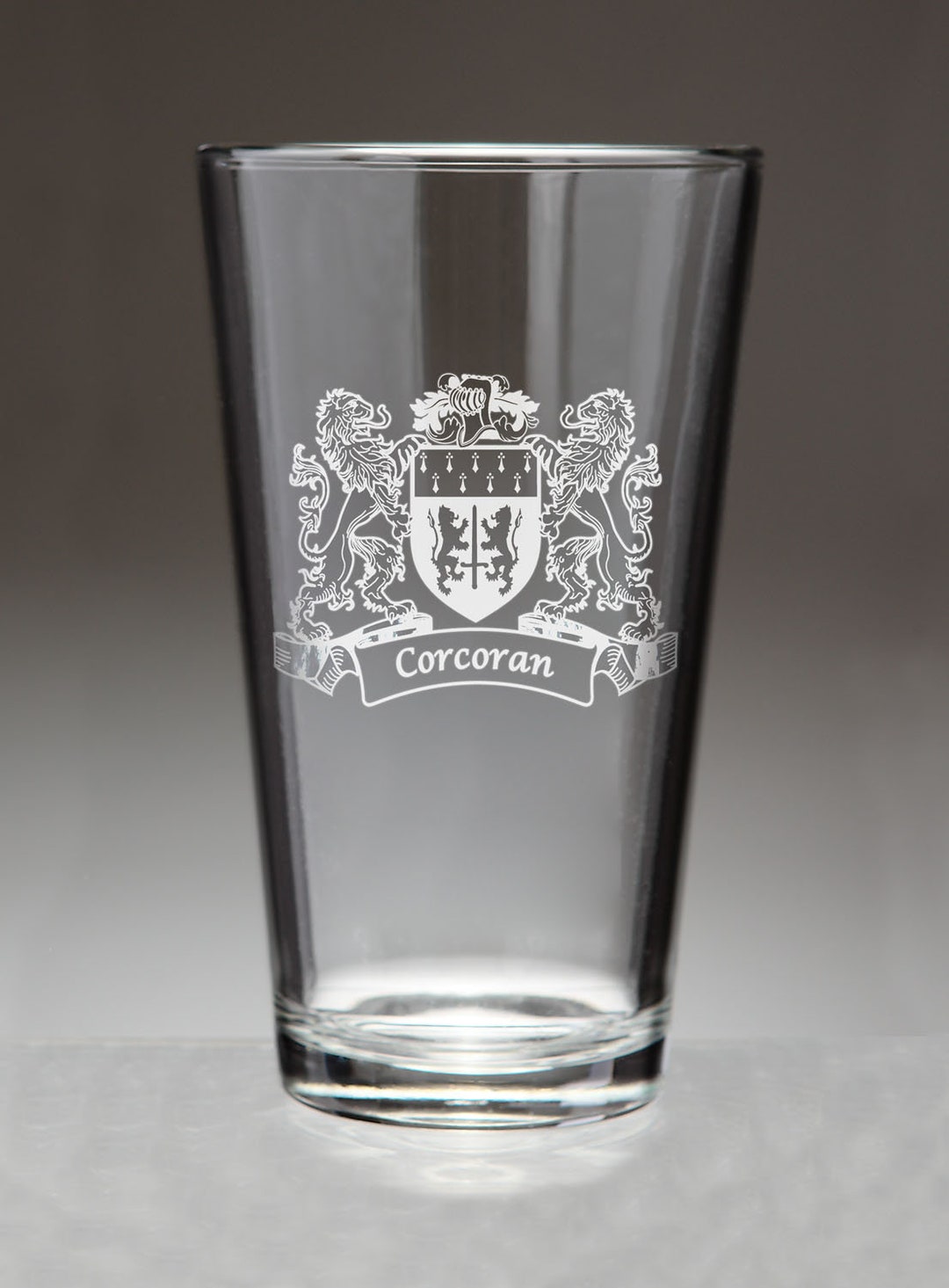 Corcoran Irish Coat of Arms Lions Pint Glasses sand Etched - Etsy